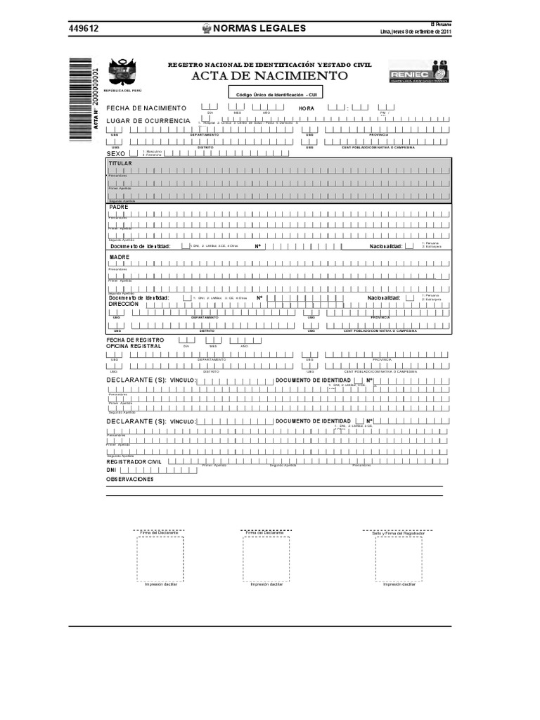 5.formatos de Acta de Nacimiento PDF | PDF