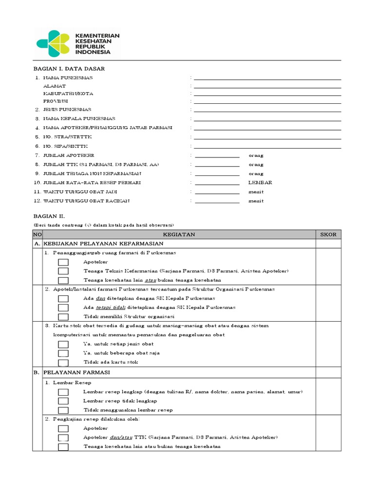 Form Monev Yanfar Puskesmas | PDF