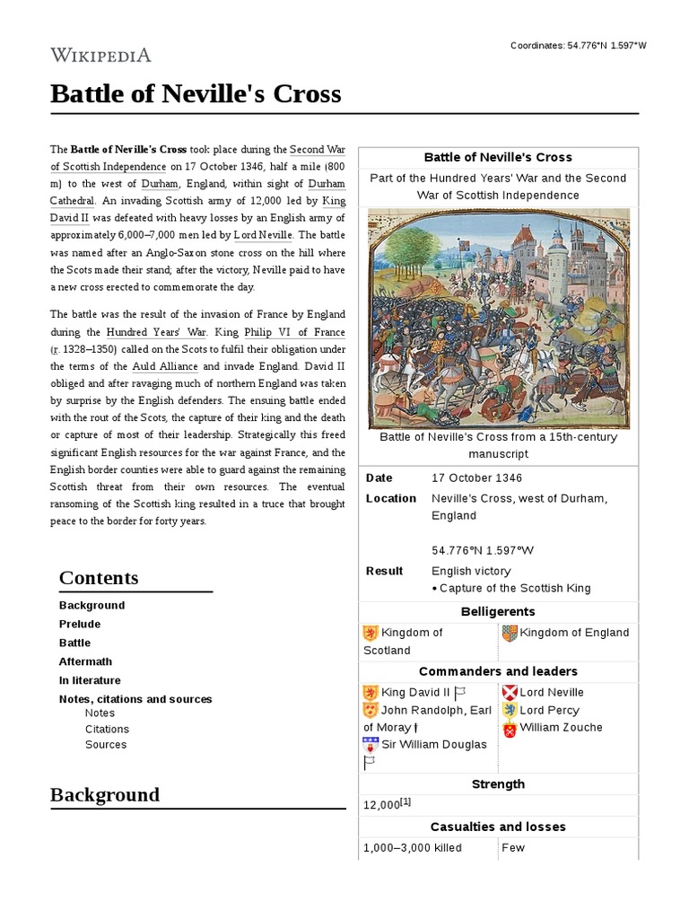 Battle of Neville's Cross | PDF | Warfare Of The Middle Ages | Military