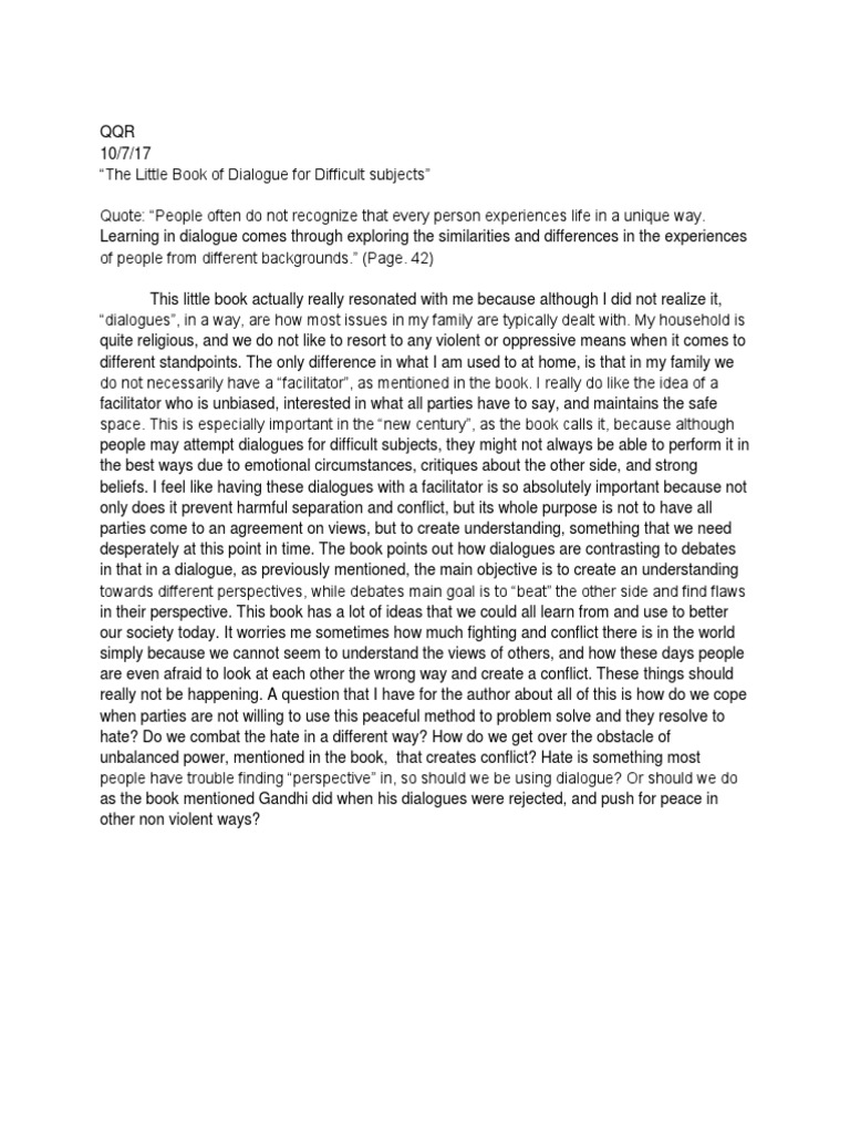 Dialogue for Understanding in Conflict | PDF | Dialogue | Facilitator