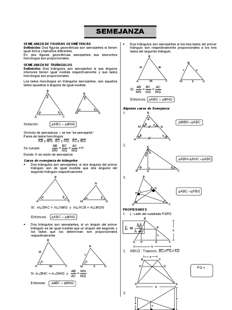 Semejanza de Triángulos y Figuras Geométricas | PDF | Geometria clasica ...