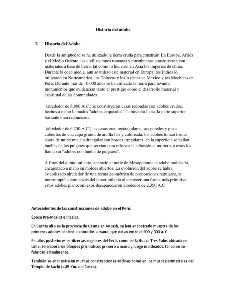 Historia del adobe a través de los siglos | PDF | Imperio Inca