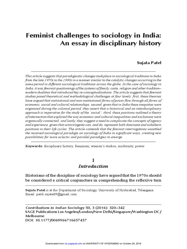 Feminist Challenges To Sociology in Indi PDF | PDF | Sociology | Feminism