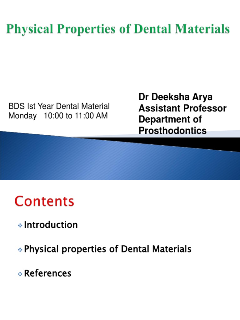 Physical Properties Dental Materials2 | PDF | Corrosion | Color