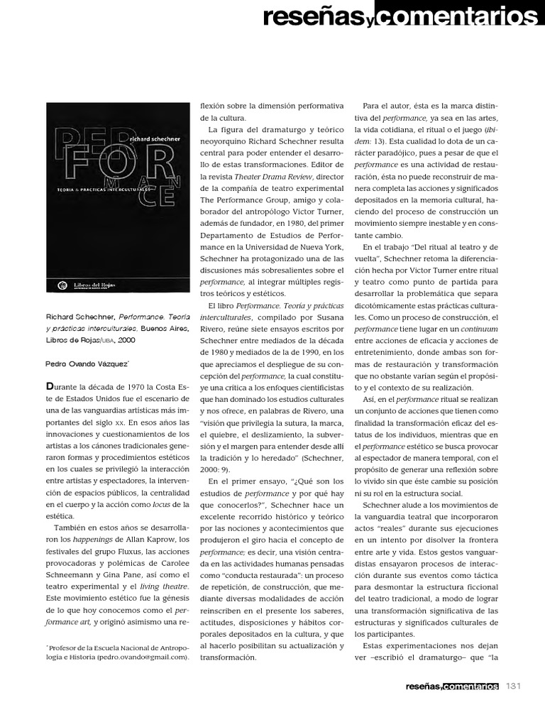 Evolución del Performance Art según Schechner | PDF | Teatro ...