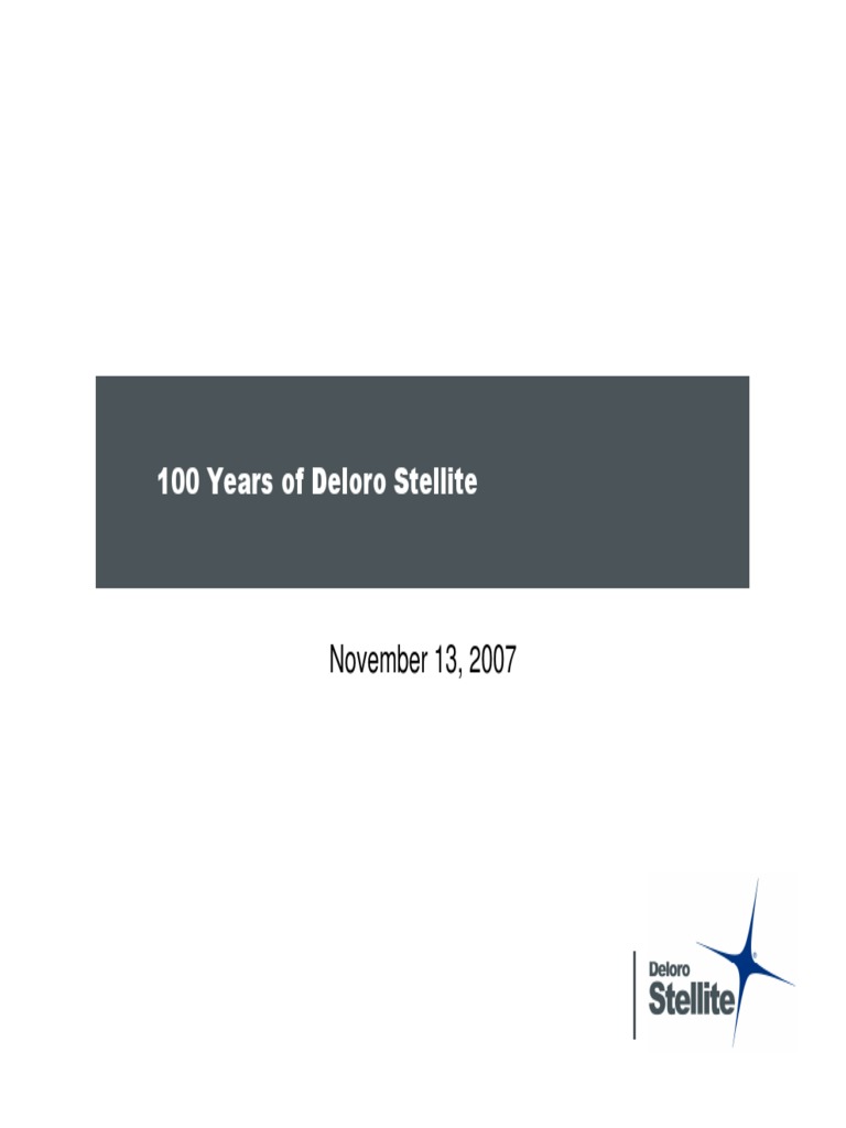 Deloro Stellite: 100 Years of Innovation | PDF | Welding | Construction