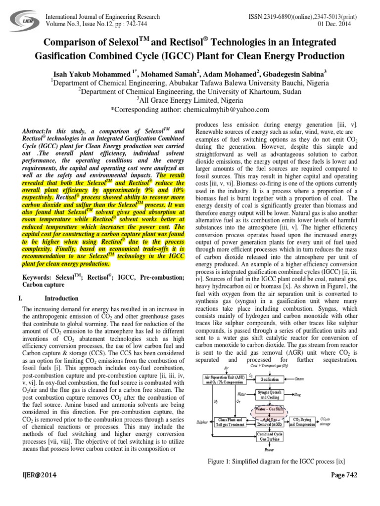 Selexol Vs Rectisol | PDF | Carbon Capture And Storage | Energy Production