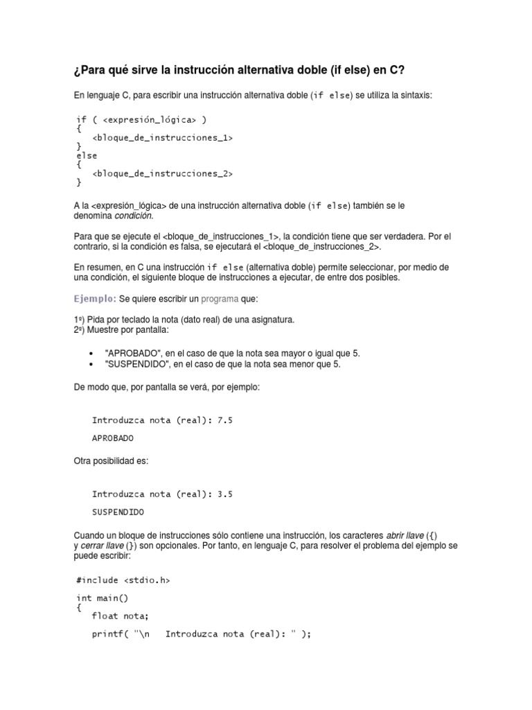Ejercicios de Sentencia If-Else | Descargar gratis PDF | Lenguaje de programación | C (lenguaje ...