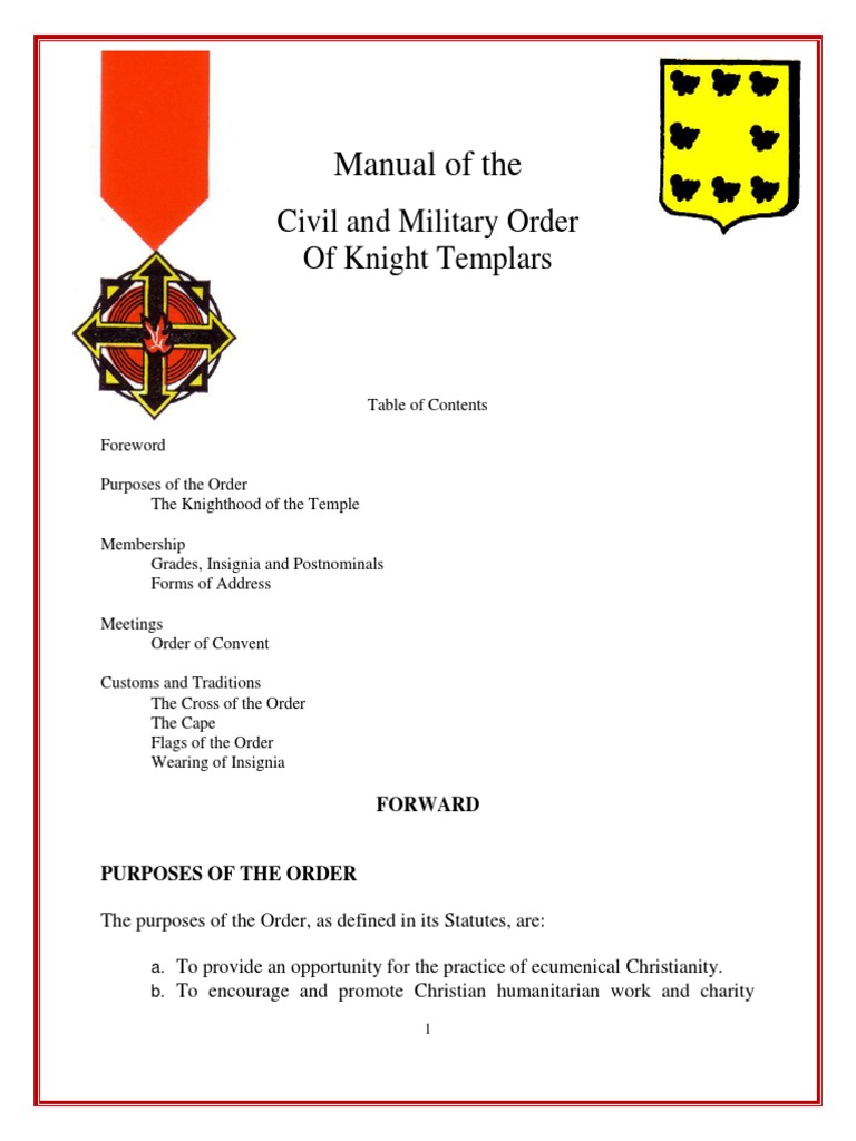 Manual of The: Civil and Military Order of Knight Templars | PDF | Clothing