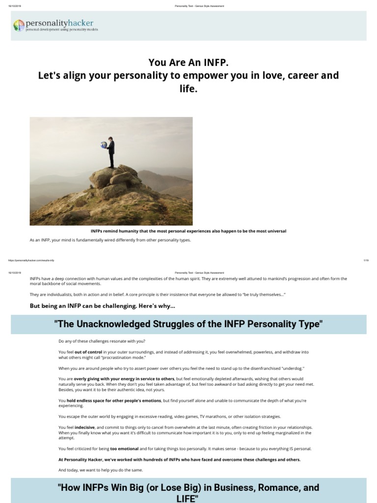INFP - Personality Test - Genius Style Assessment | PDF | Extraversion ...