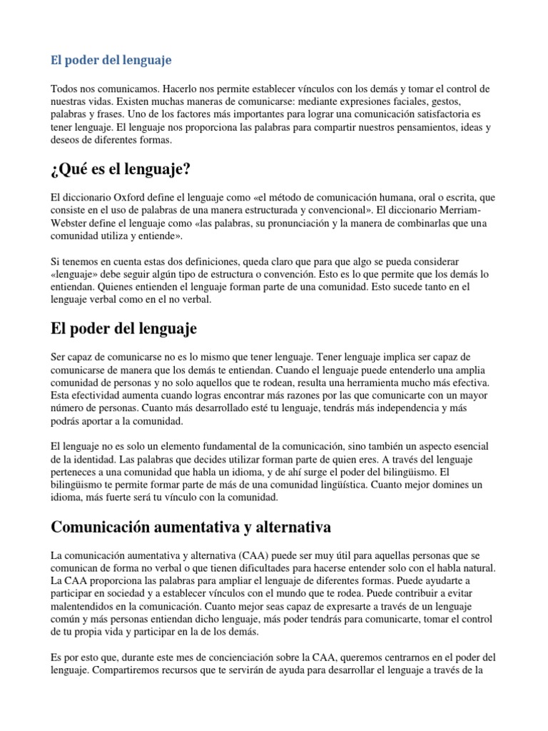 El Poder Del Lenguaje | PDF | Verbo | Comunicación
