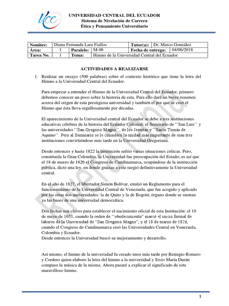 Himno Uce | PDF | Universidad | Ecuador