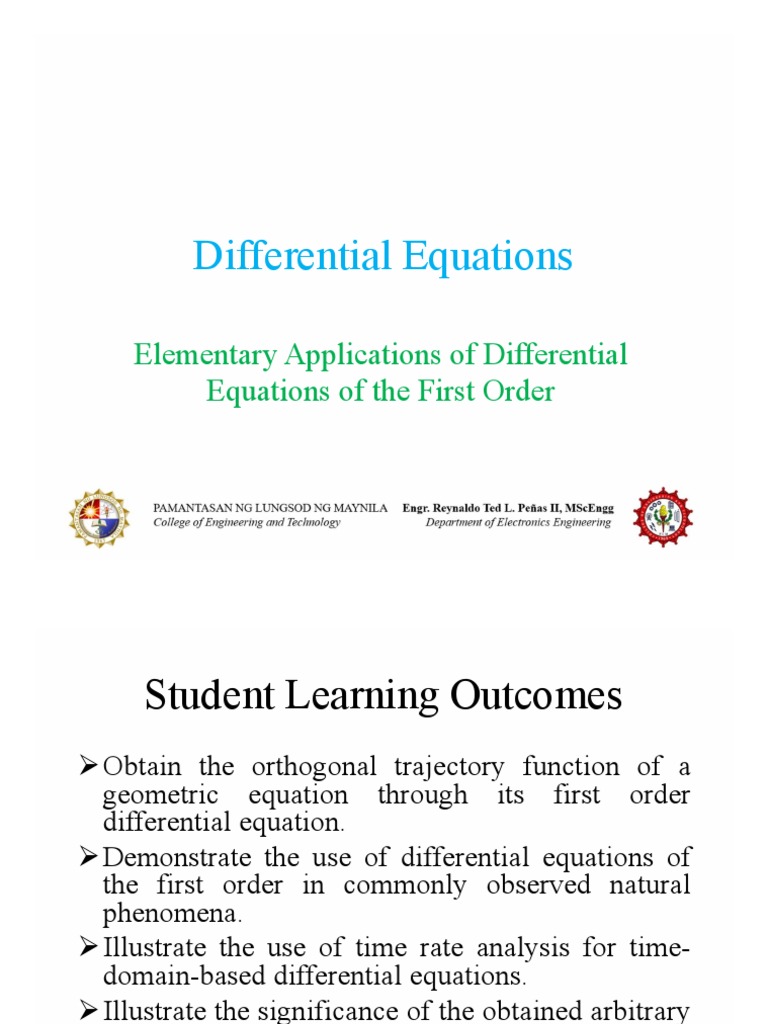 Differential Equations - Elementary Applications of ODE PDF | PDF ...