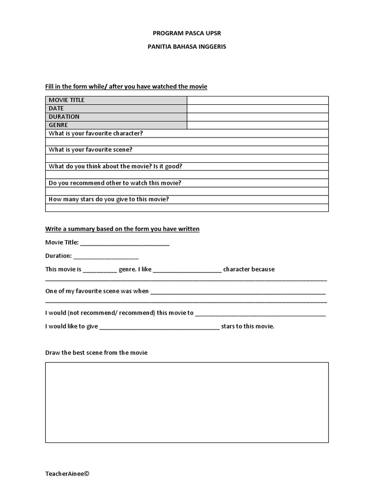Program Pasca Upsr - Movie Review Form | PDF