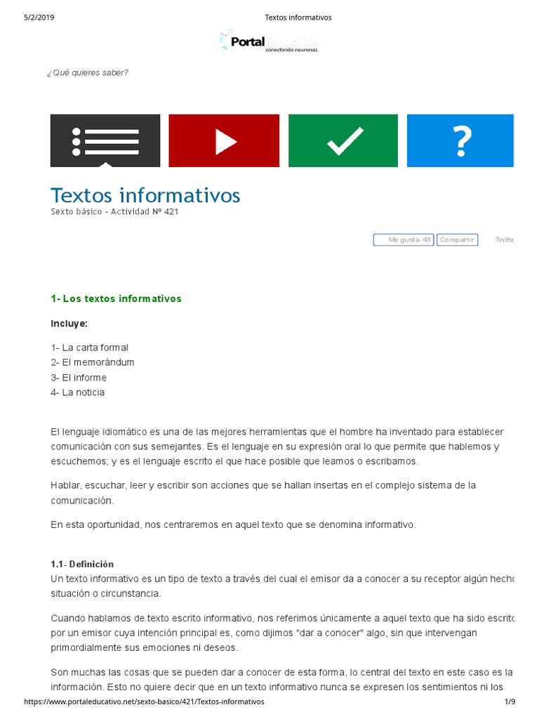 Textos Informativos | PDF | Oración (Lingüística) | Información