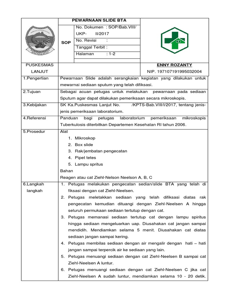 Pewarnaan Slide Bta | PDF