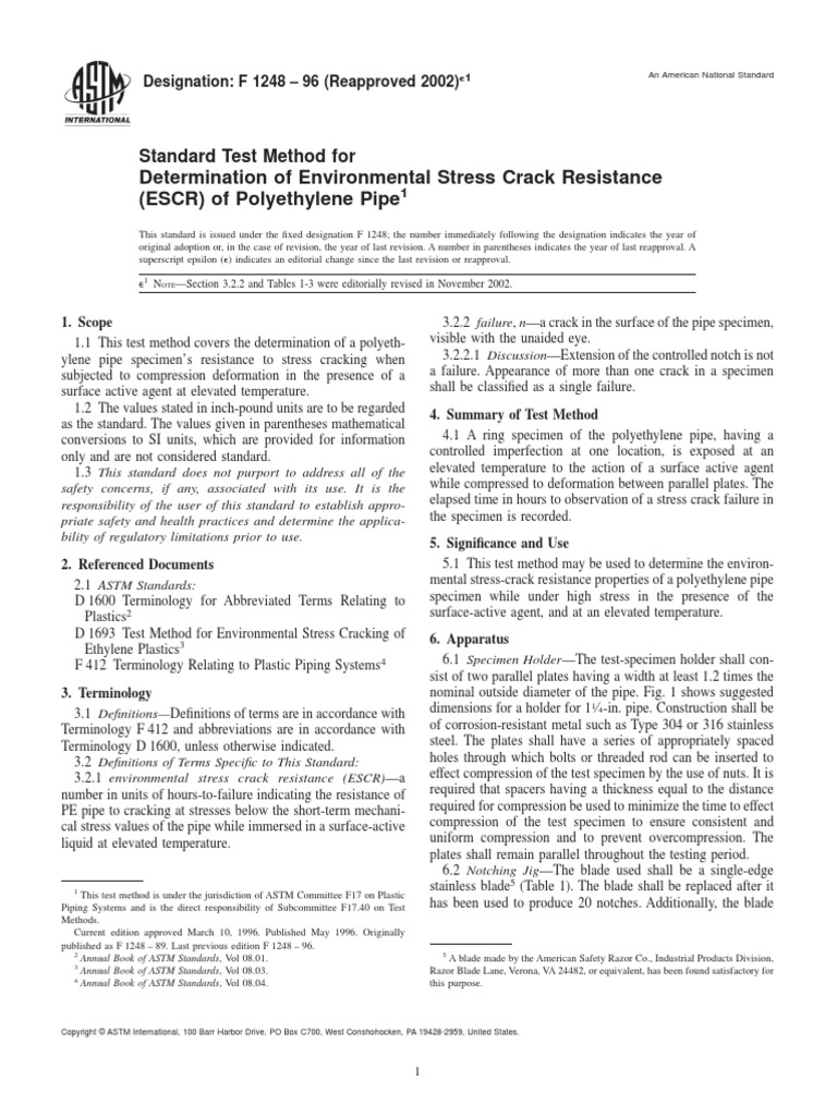 Determination of Environmental Stress Crack Resistance (ESCR) of ...