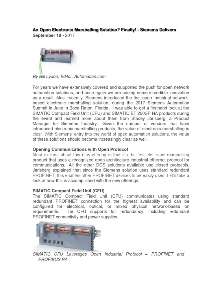 An Open Electronic Marshalling Solution | Download Free PDF | Computer ...
