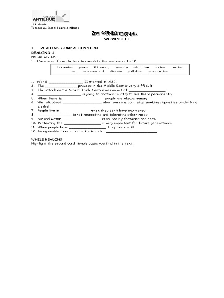 11th Grade Reading Comprehension Worksheet | PDF