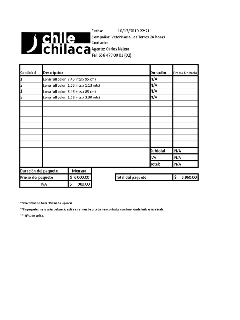 Machote de Cotizacion | PDF