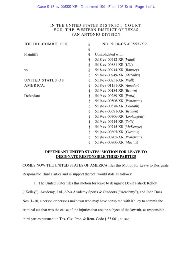 Motion For Leave To File Designate Responsible Third Parties by United ...