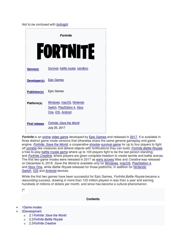 Fortnight: Not To Be Confused With | PDF | Gaming | Leisure