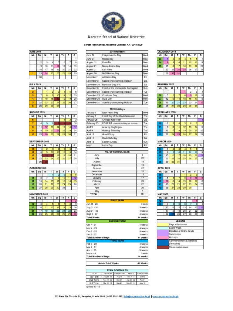 Sample SHS Schedule | PDF | Academic Term | Holidays