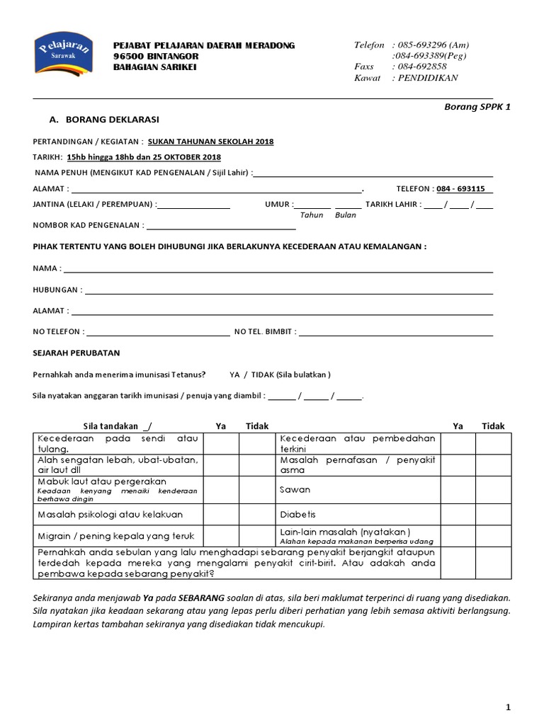 Borang Kebenaran SPPK 1 | PDF