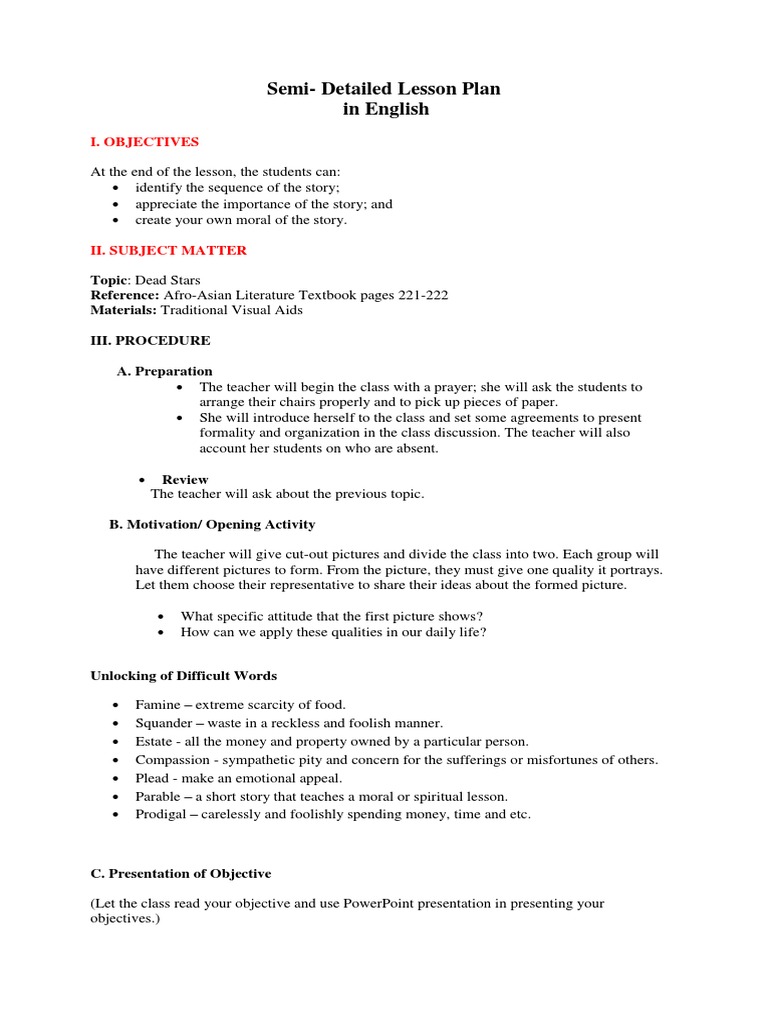 Semi Detailed Lesson Plan Sample | PDF | Lesson Plan | Rubric (Academic)