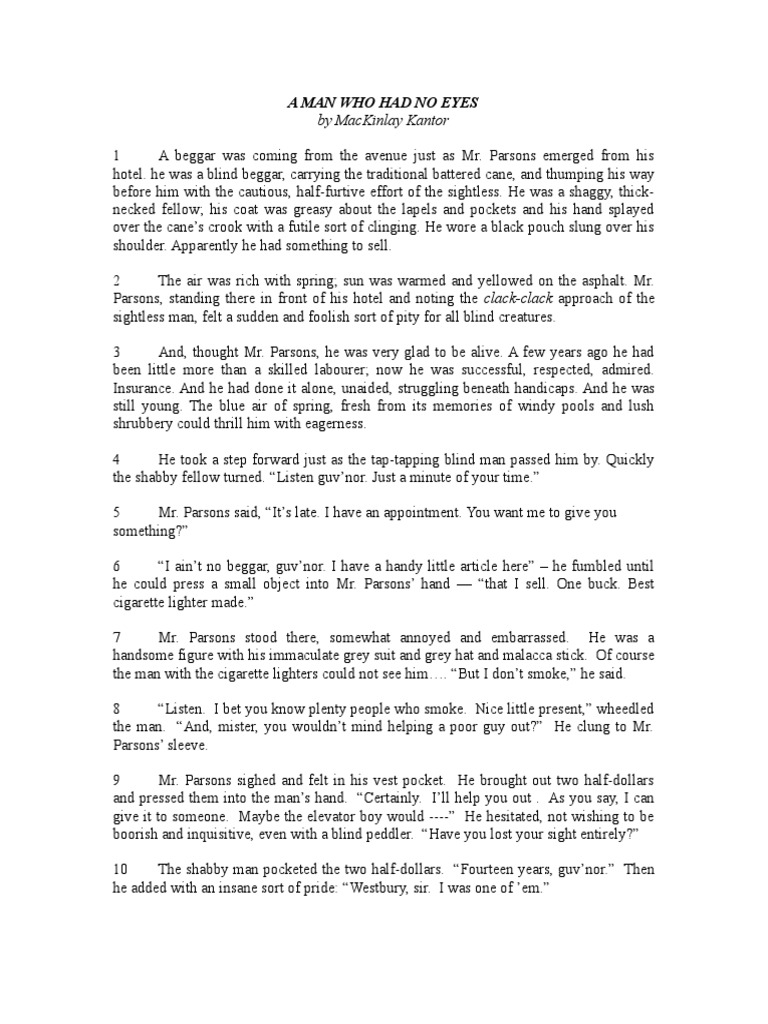 A Man Who Had No Eyes | PDF