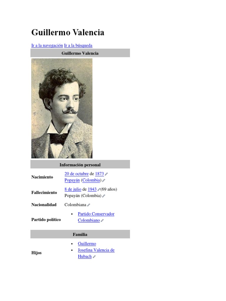 Biografía de Guillermo Valencia | PDF | Poesía