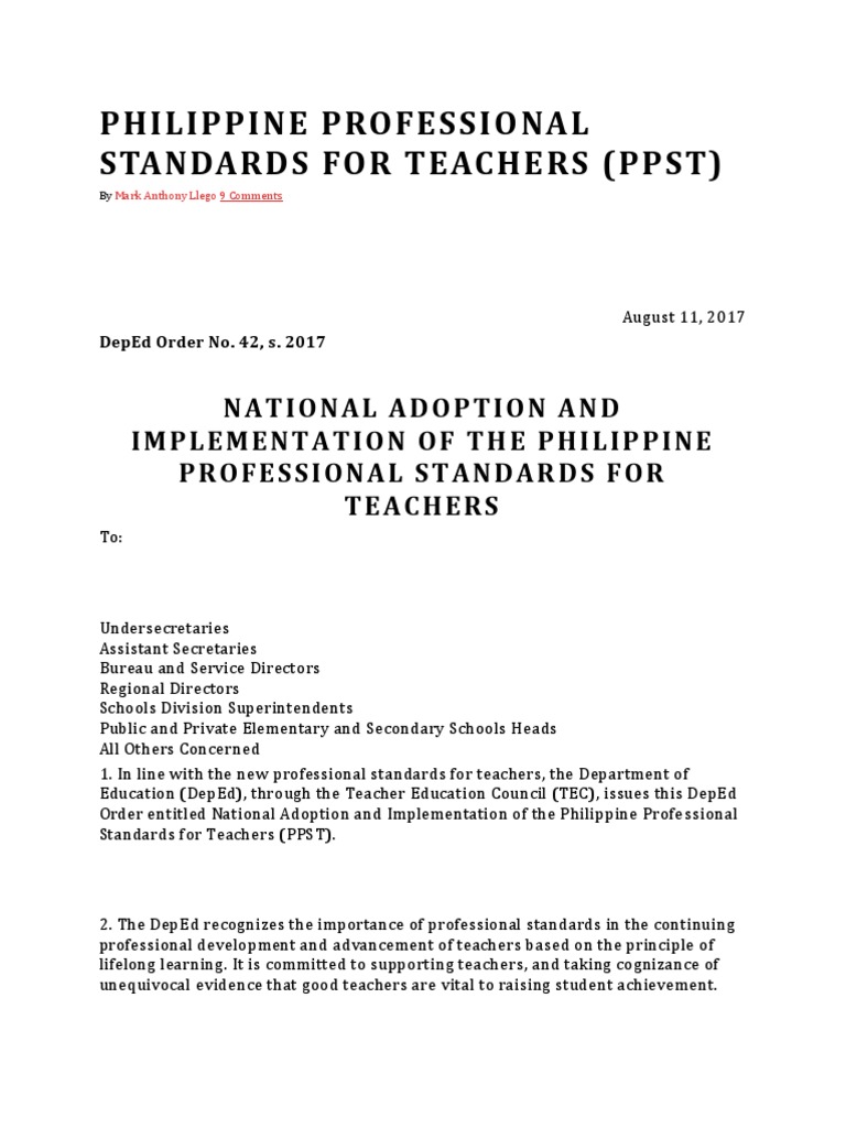 Philippine Professional Standards for Teachers | PDF | Learning ...