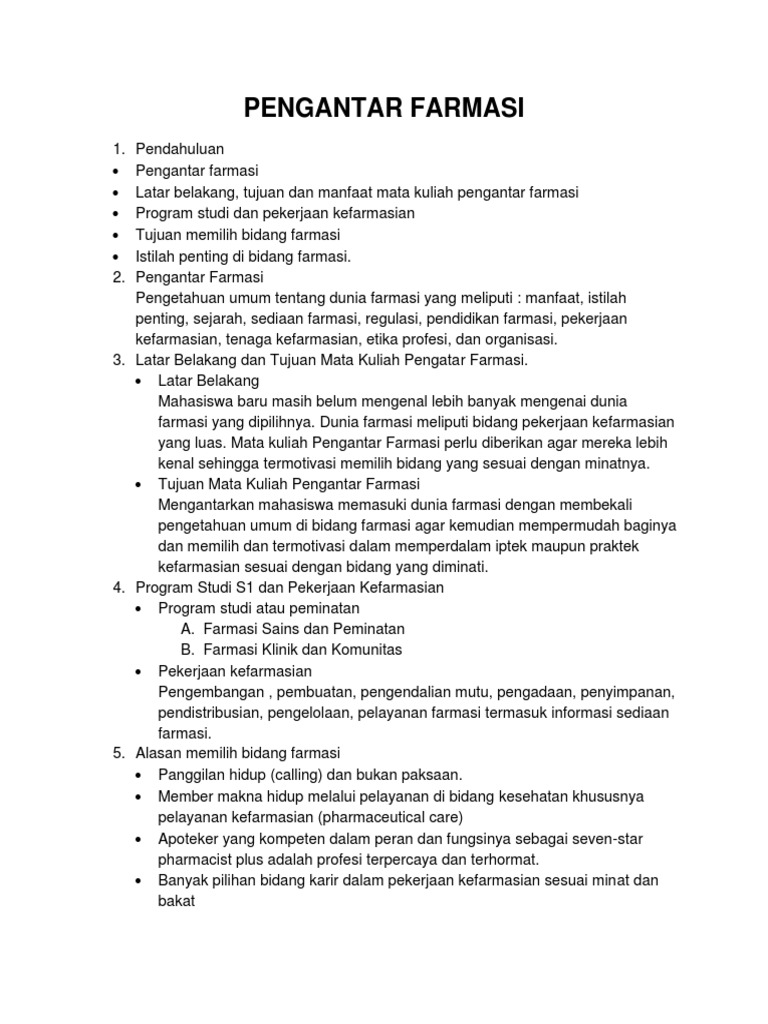 Pengantar Farmasi Resume | PDF