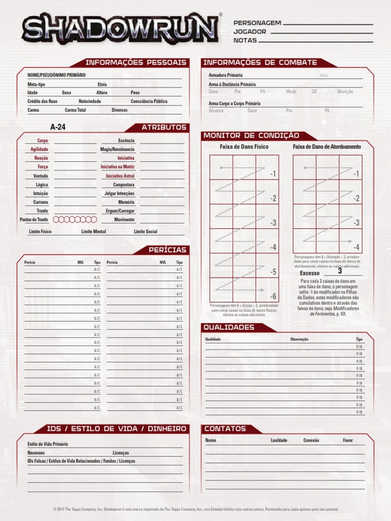 Shadowrun Ficha Editável | PDF | Armamento