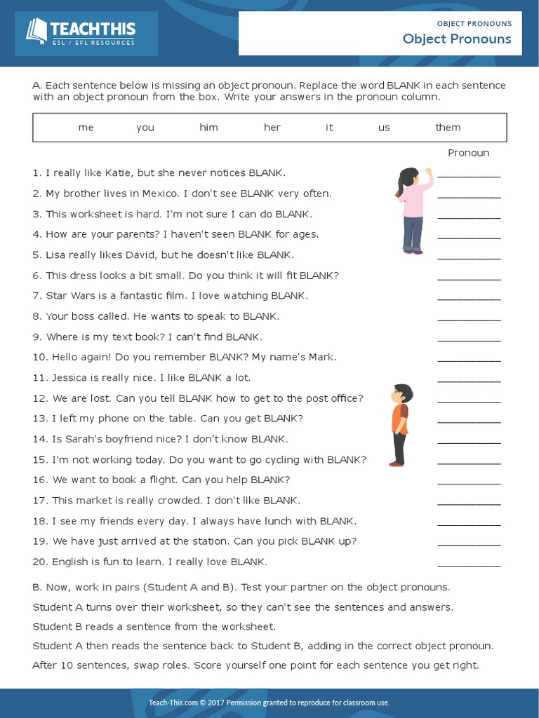 Object Pronouns: Esl / Efl Resources | PDF