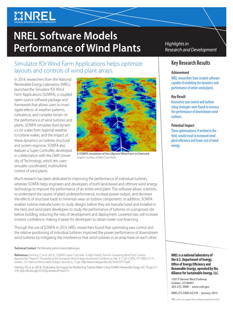 NREL Software Models Performance of Wind Plants | Download Free PDF ...