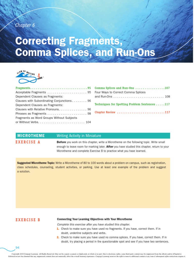 Problems of Sentences - Correcting Fragments, Comma Splices, and Run ...