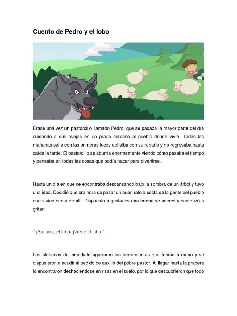 Cuento de Pedro y El Lobo | PDF | Oveja