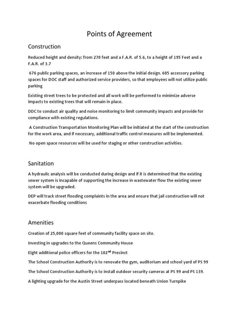 Points of Agreement: Construction | PDF