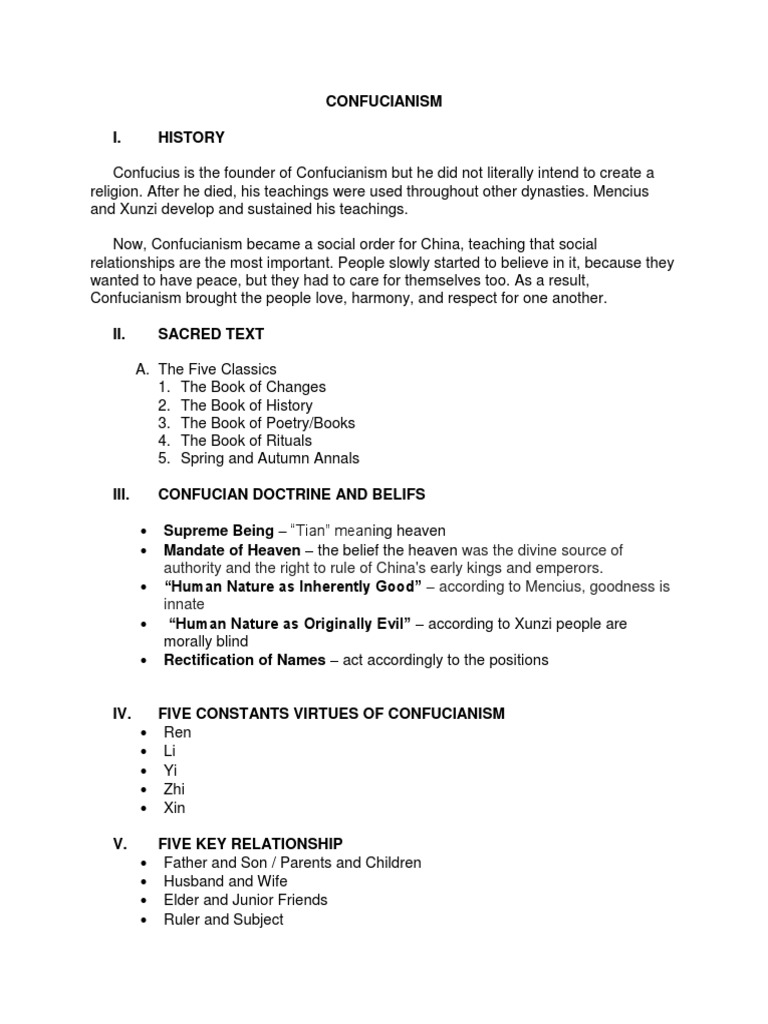 Overview of Confucianism Principles | PDF