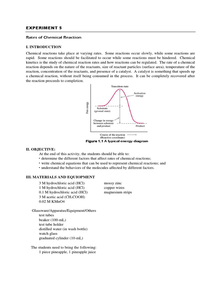 Experiment 5 - Reaction Rate | PDF | Reaction Rate | Chemical Reactions