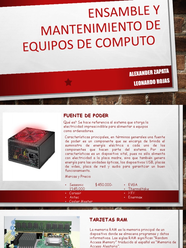 Ensamble y Mantenimiento de Equipos de Computo | PDF | Memoria de ...