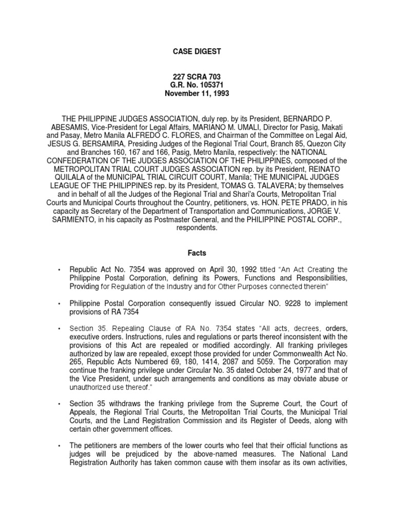 Courts Annul Law's Withdrawal of Franking Privilege | PDF | United ...