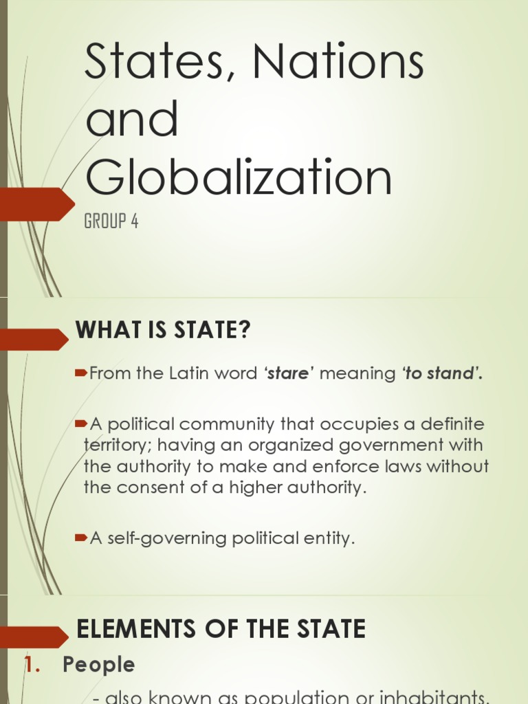 States Nations and Globalization | PDF | Sovereignty | State (Polity)