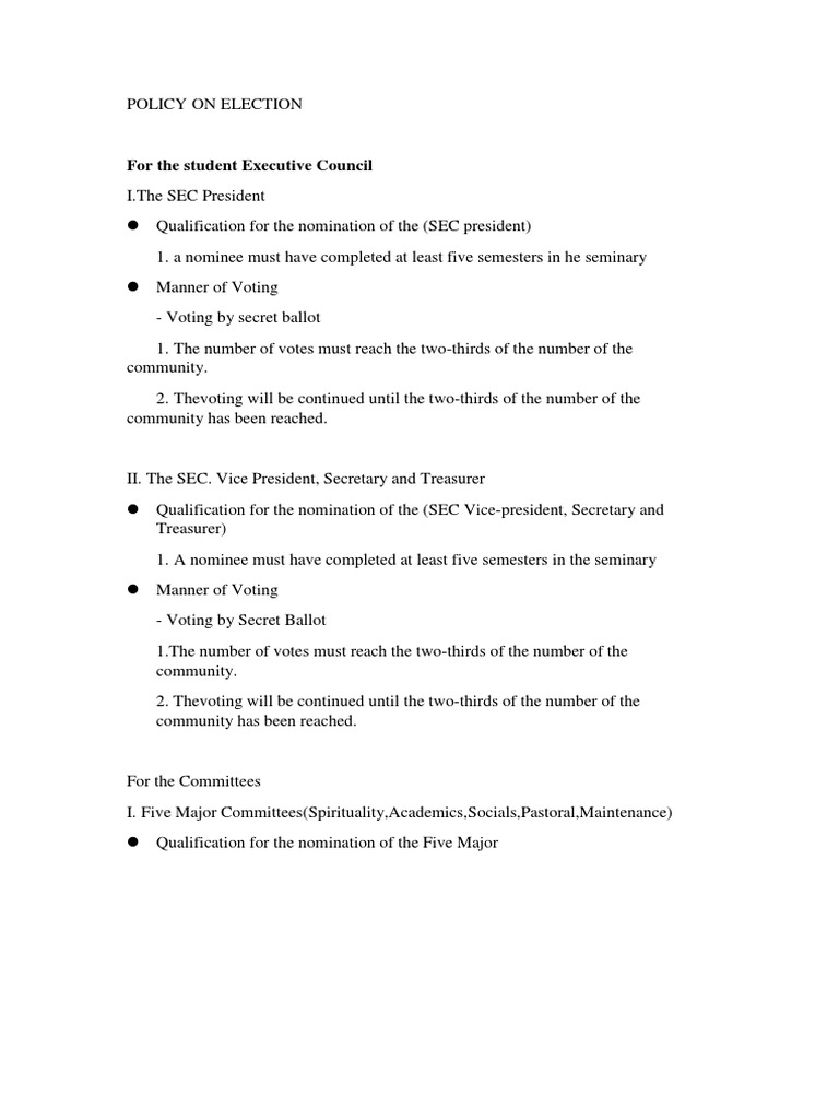 For The Student Executive Council | PDF