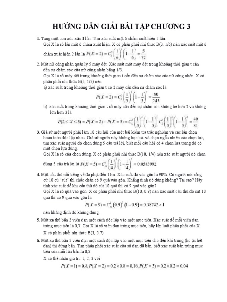 Hướng Dẫn Giải BT Ch3 | PDF