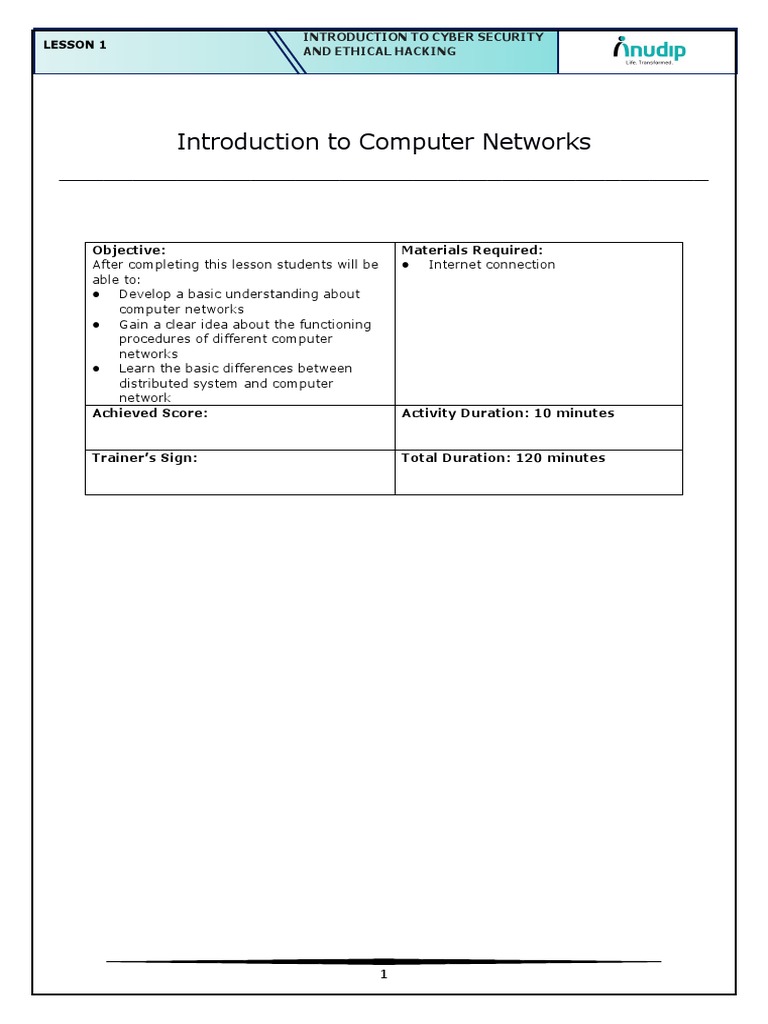 Introduction To Computer Networks | PDF | Computer Security | Security