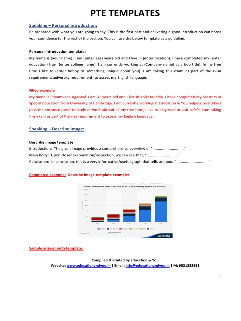 Pte Templates: Speaking - Personal Introduction | PDF | Essays | Argument
