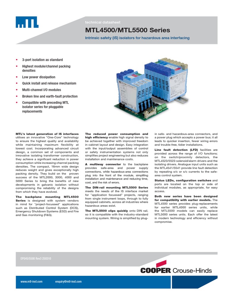 MTL4500/MTL5500 Series: Intrinsic Safety (IS) Isolators For Hazardous ...