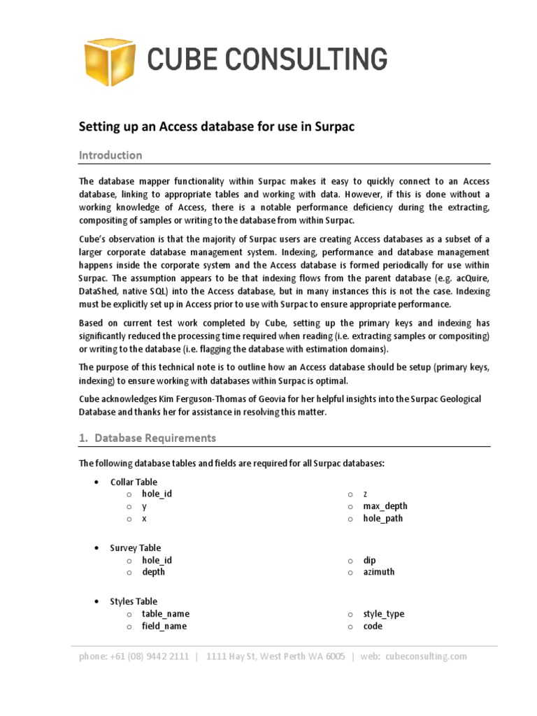 Optimize Access Database for Surpac | PDF | Database Index | Databases